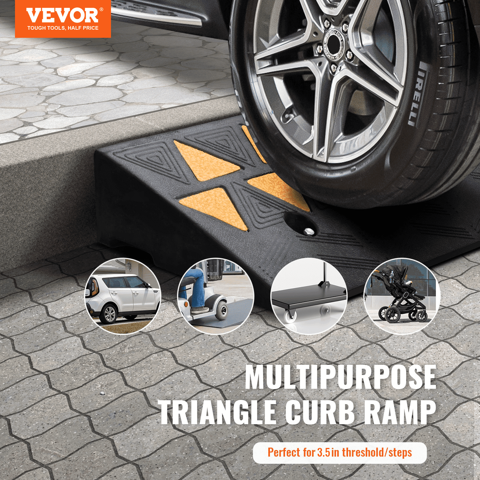 Rubber Curb Ramp 3.7"Rise Height Sidewalk Curb Ramp,10"Width 39.4 ...