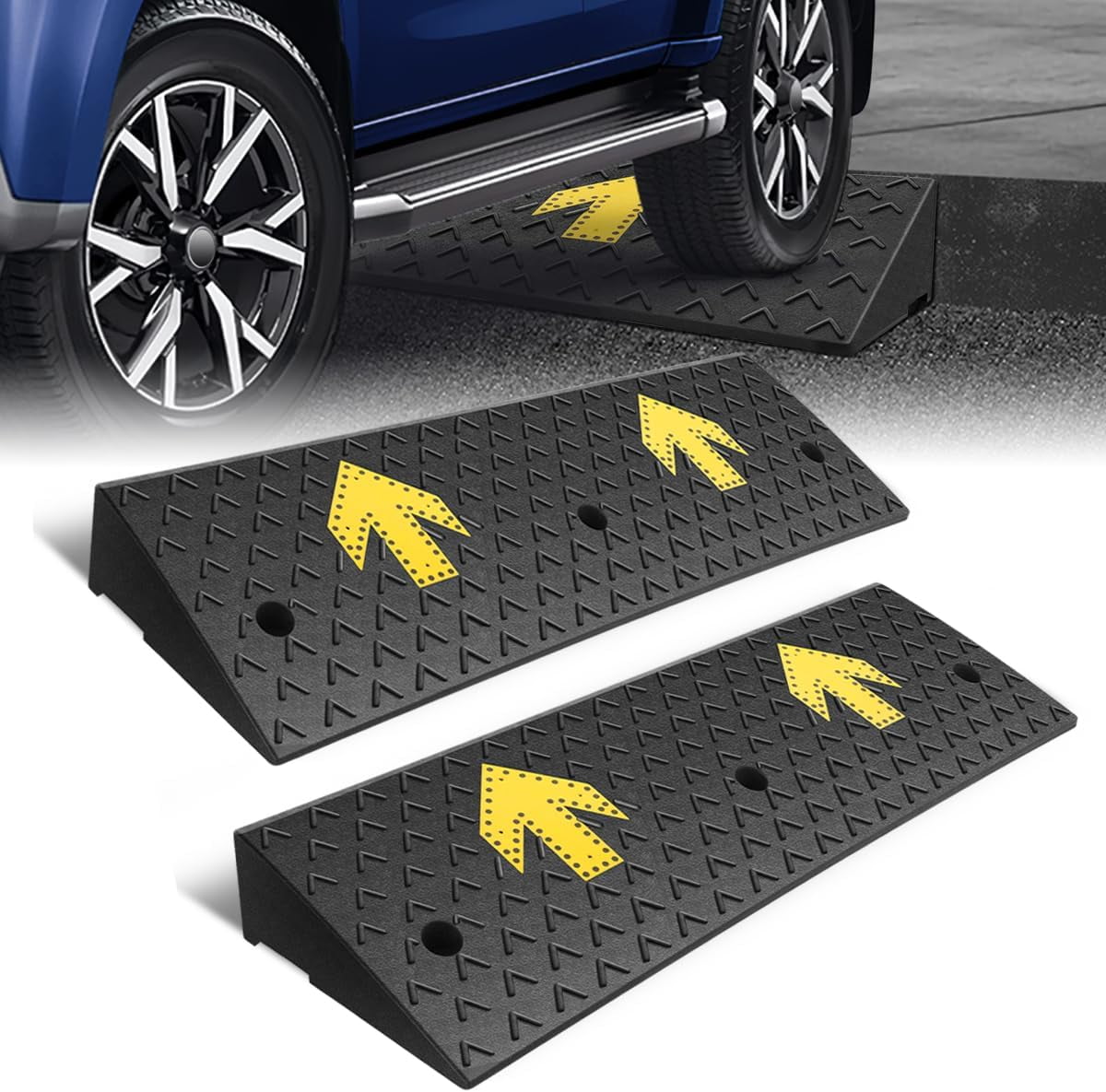 Rubber Curb Ramp 4.3" Rise Height, Arrow Patterned Sidewalk Curb Ramp ...