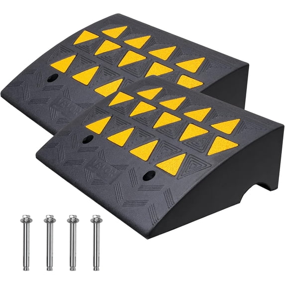 Rubber Curb Ramp, 6" Height 2 , Heavy-Duty 33069 lbs/15 T Capacity ...