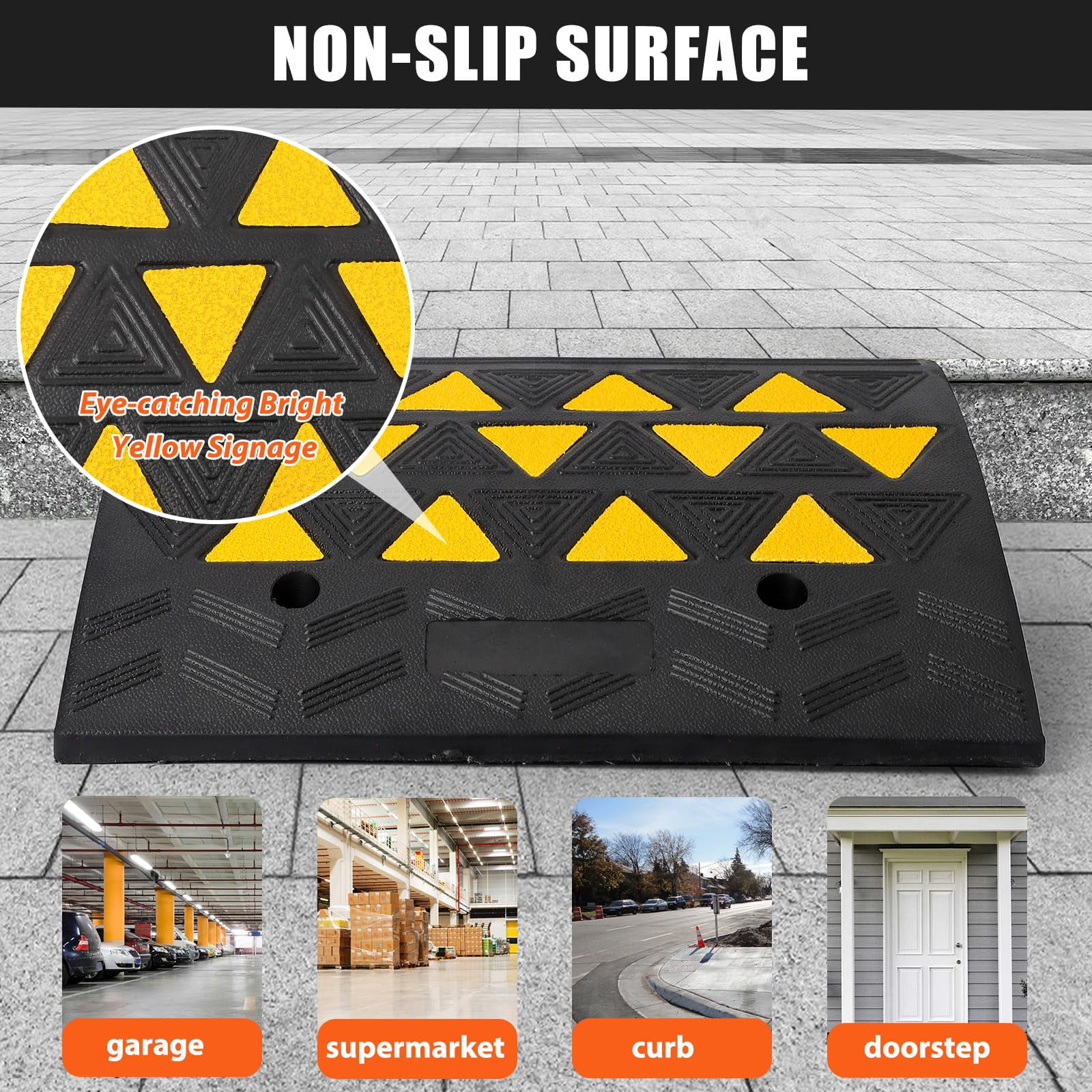 Rubber Curb Ramp - 6" Rise Height, 14.6" Width, 19.3" Length for ...