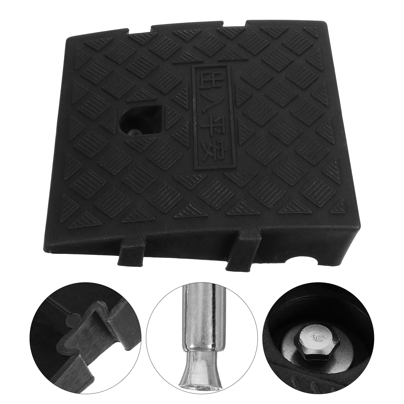 Foxnovo Black Curb Ramp with Gridded Design for Vehicle and Sidewalk ...