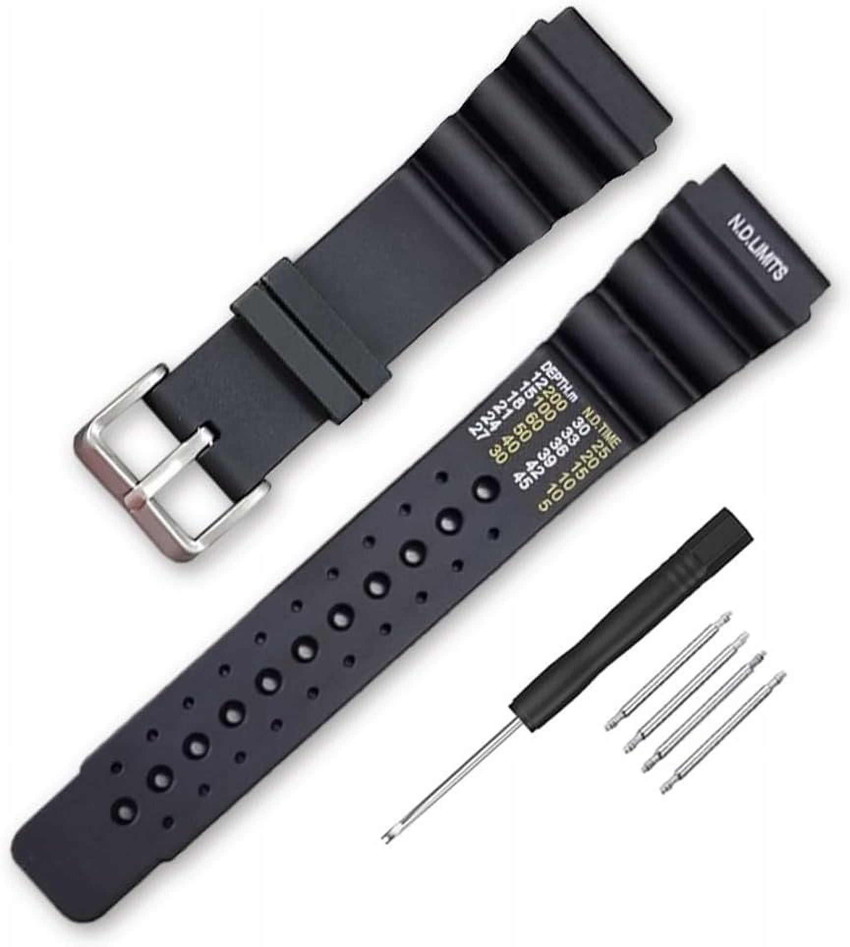 Rubber Curved Line Watch Band 20mm 22mm 24mm Stainless Steel Loop ...