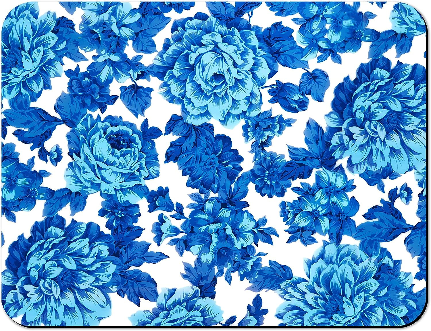 Rubber Dish Drying Mat for Kitchen Counter Large Blue Flowers Washable ...