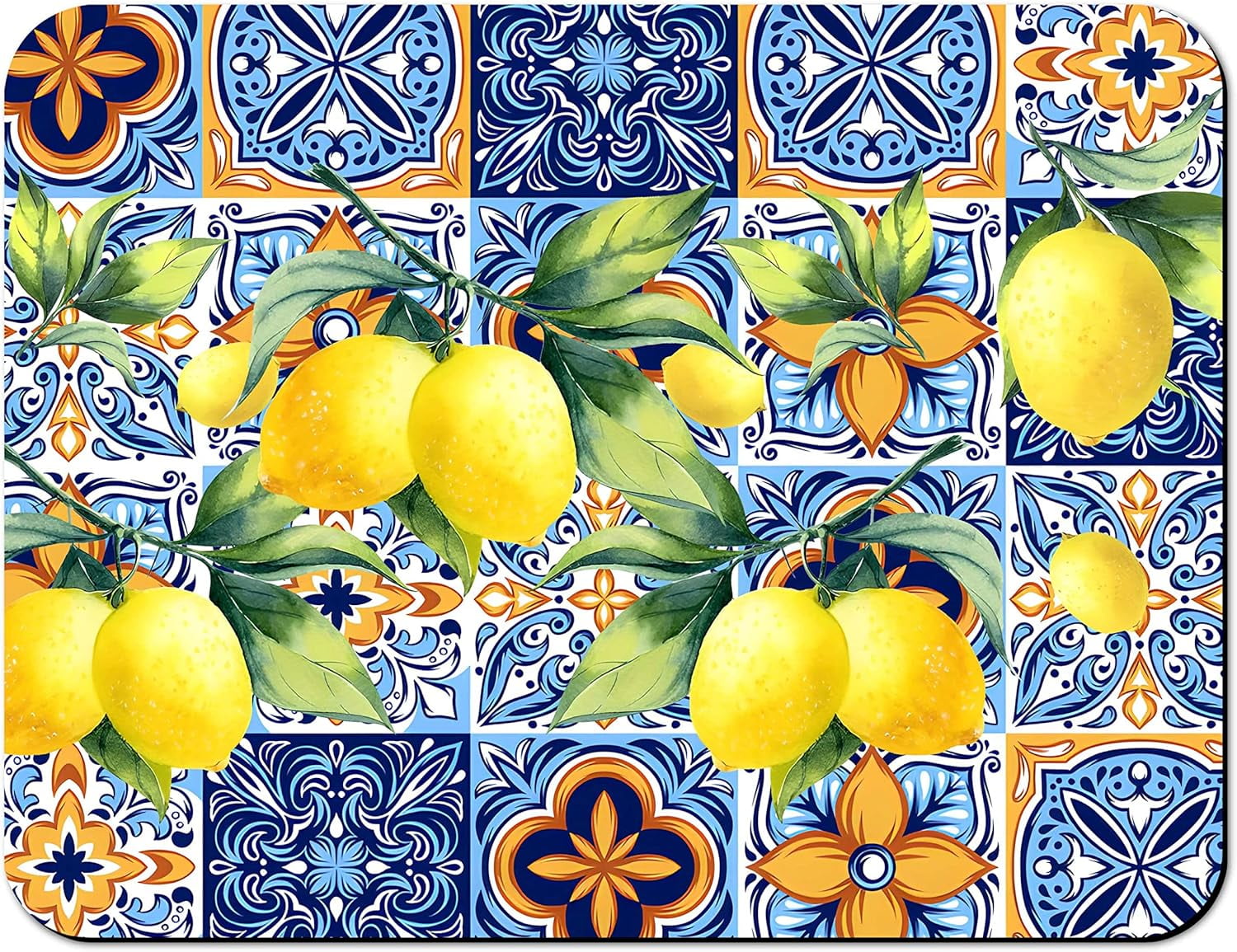 Rubber Dish Drying Mat for Kitchen Counter Large Lemon Washable Quick ...