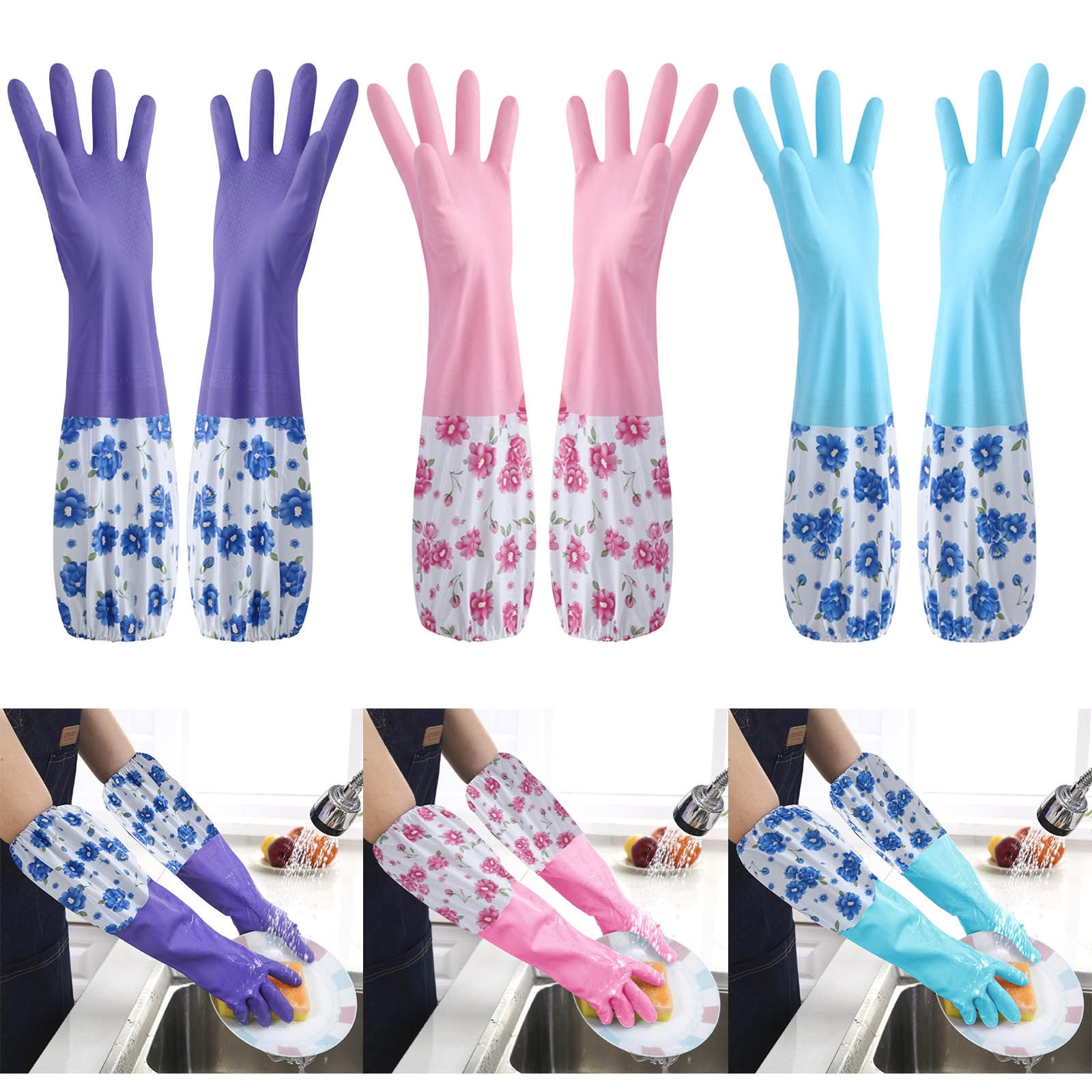 Rubber Dishwashing Gloves - Household Cleaning Gloves for Washing ...