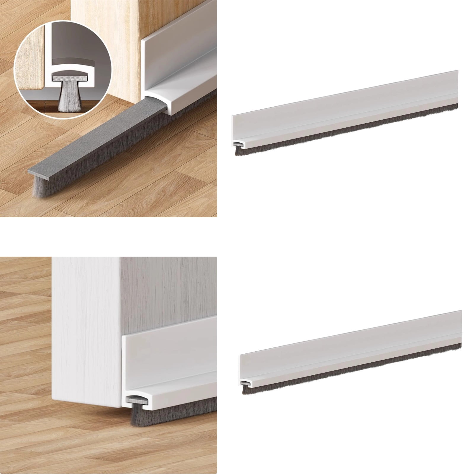 Rubber Door Sweep, 39.37" Under Door Draft Stopper Blocker with Brush ...