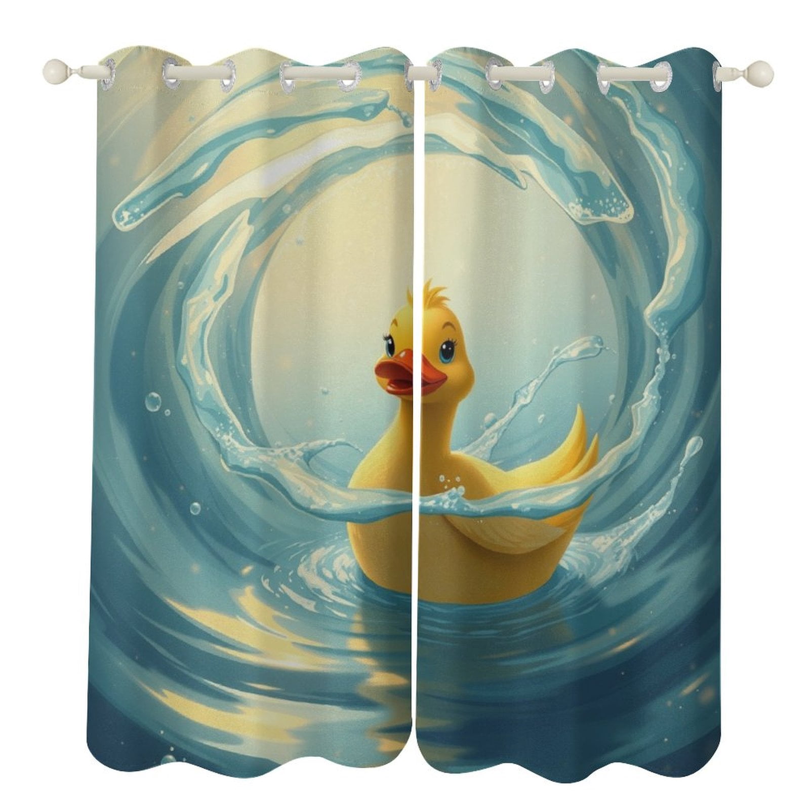 Rubber Duck 2 Pieces Window Drape Curtain for Living Room Bedroom Decor ...