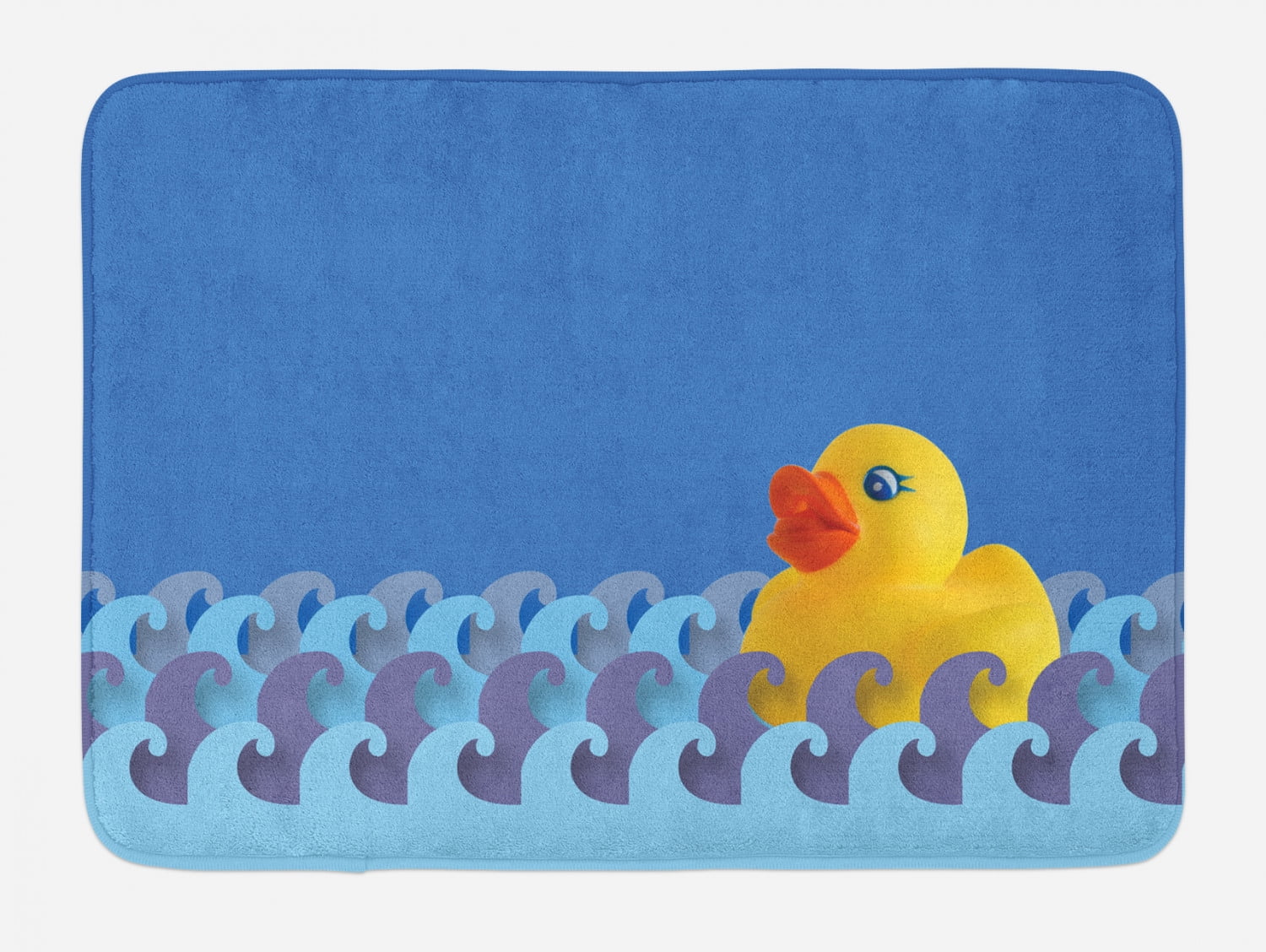 Rubber Duck Bath Mat, Rubber Duck Floating on Paper Seem Water Waves ...