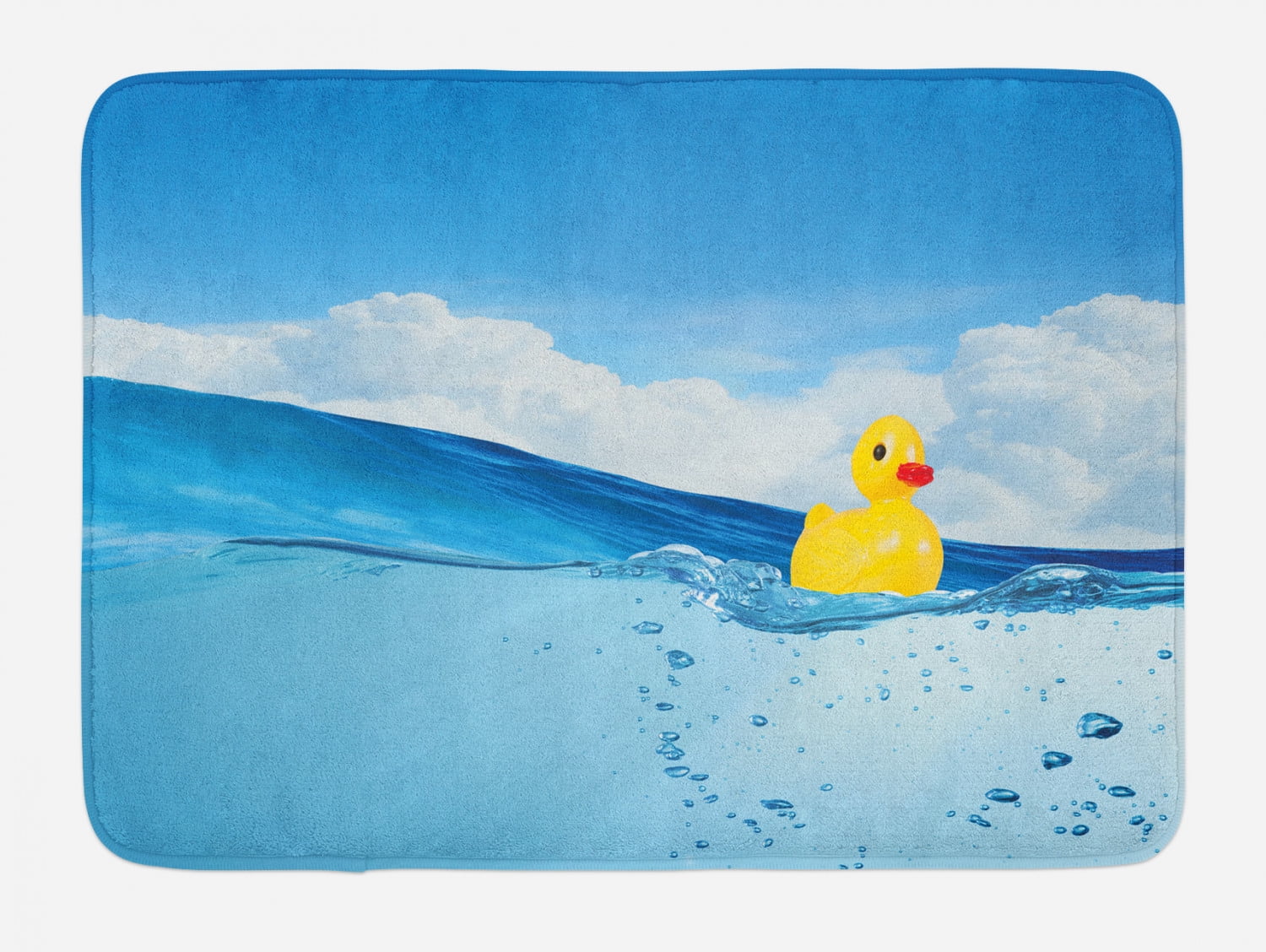 Rubber Duck Bath Mat, Little Duckling Toy Swimming in Pond Pool Sea ...