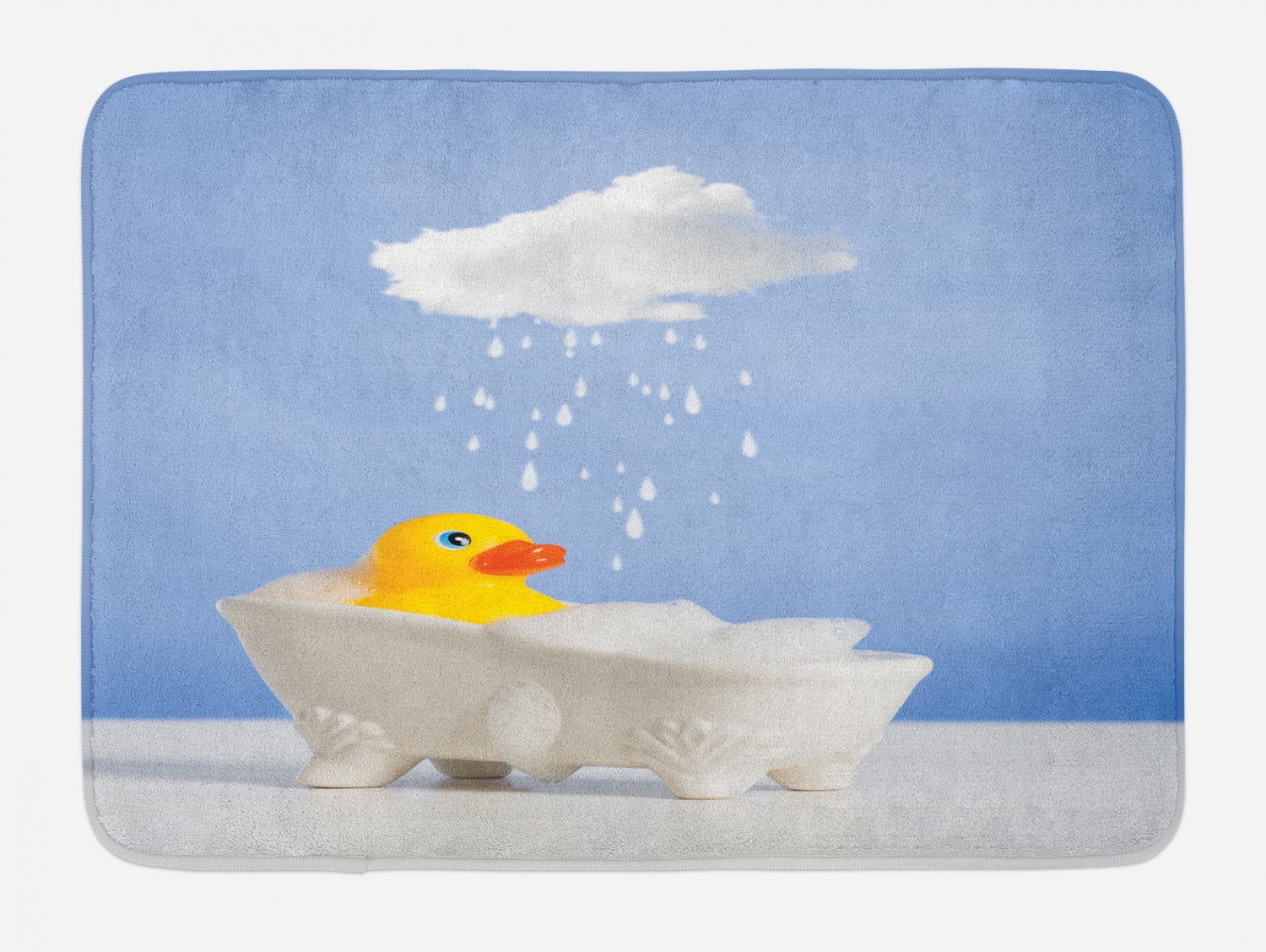 Rubber Duck Bath Mat, Rubber Duck Taking a Bath with Cloud Over Head ...