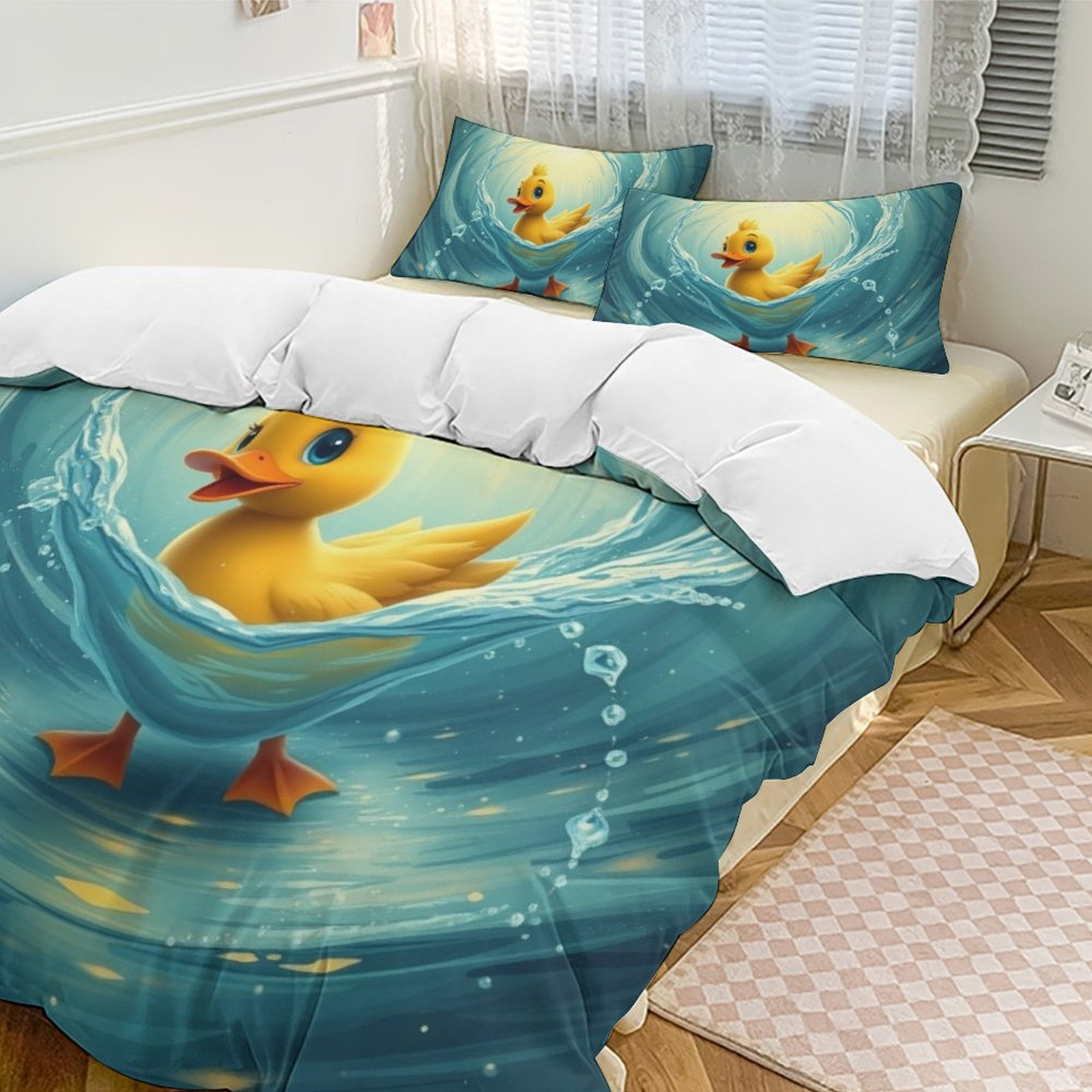 Rubber Duck Bedding Set Duvet Cover for Kids Teen Boys Modern Abstract ...
