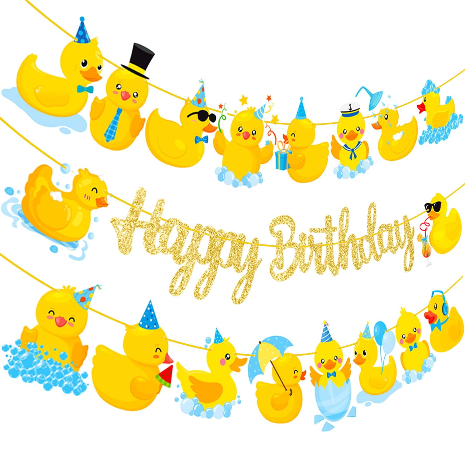 Rubber Duck Birthday Banners 3Pcs Duck Birthday Party Decorations Duck ...