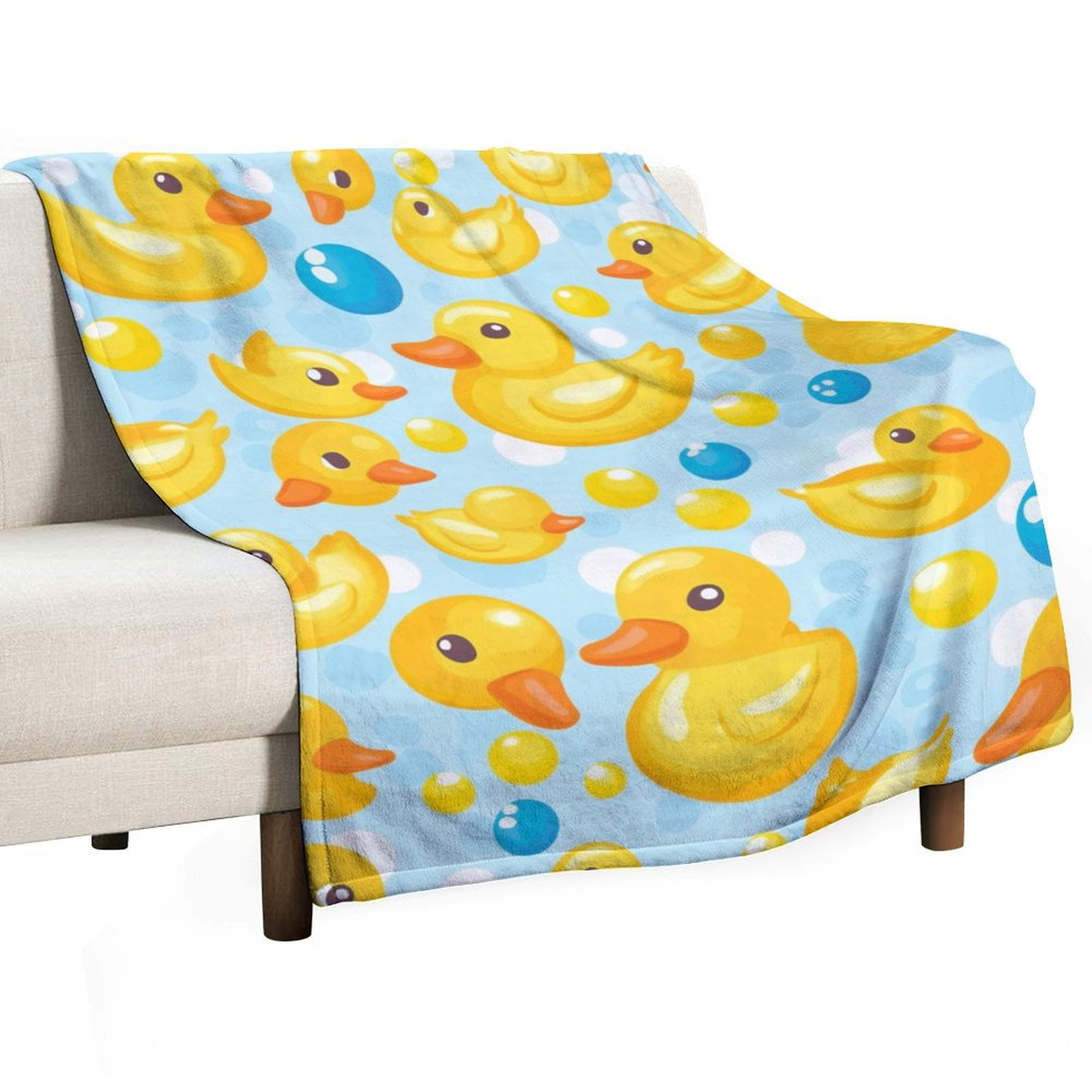 Rubber Duck Bubble Print Soft Print Blanket Throw Blankets Warm Cozy ...