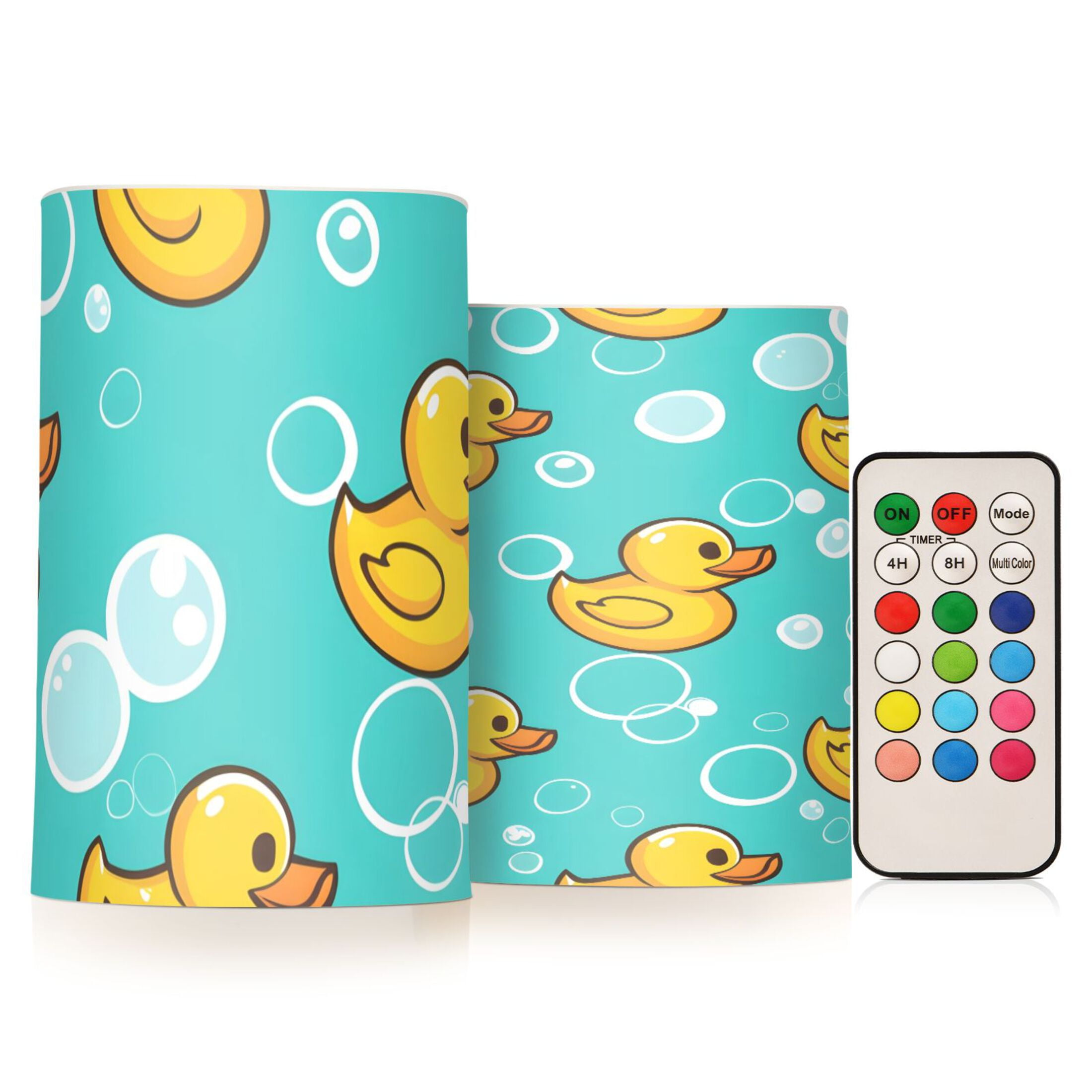 Rubber Duck Bubbles Pattern Flickering Flameless Candles Battery ...