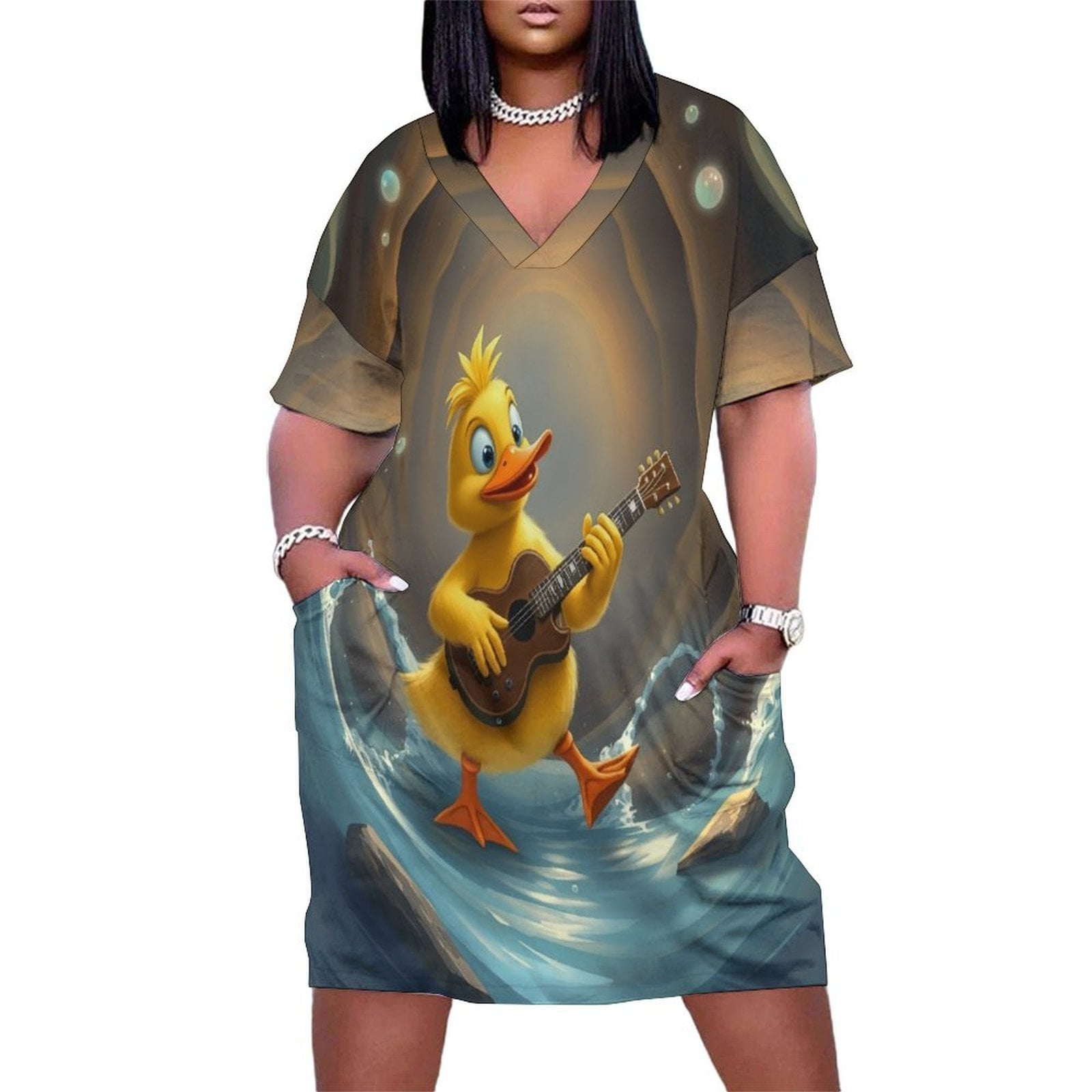 Rubber Duck Dress Loose Pocket Dress Women Clothing 2025 New Arrivals Elegant Chic Women Dresses ...