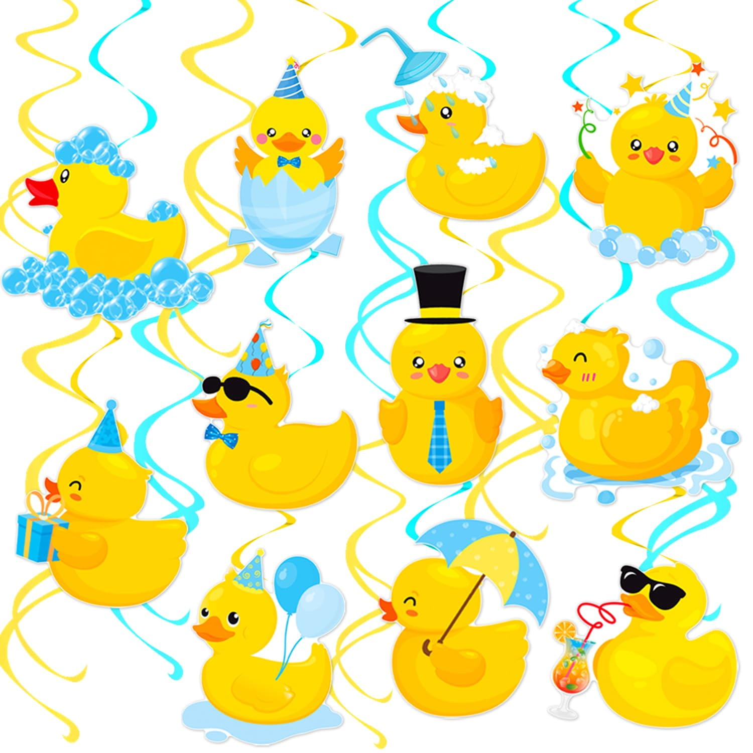 Rubber Duck Hanging Swirls 20Pcs Duck AFN1Birthday Party Hanging ...
