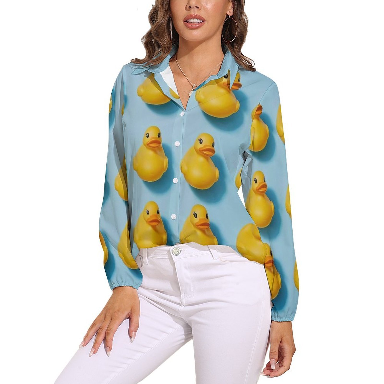 Rubber Duck Long Sleeve Blouse Woman Streetwear Casual Shirts Summer ...