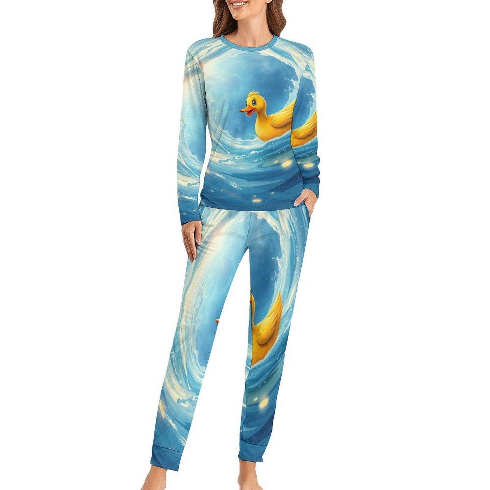Rubber Duck Pajamas 2 Pieces Pajama Sets Woman Long Sleeve Night Design ...