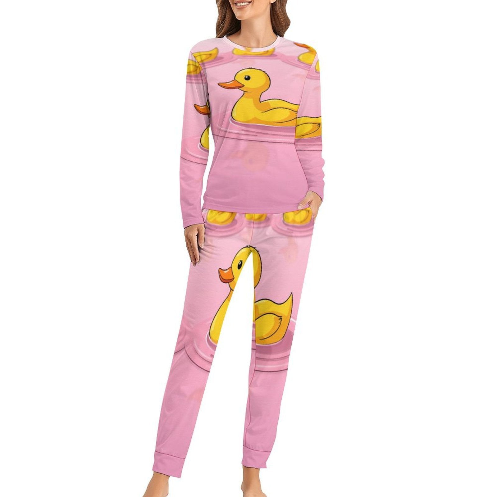 Rubber Duck Pajamas Woman Two Piece Design Long Sleeves Oversize Pajama ...
