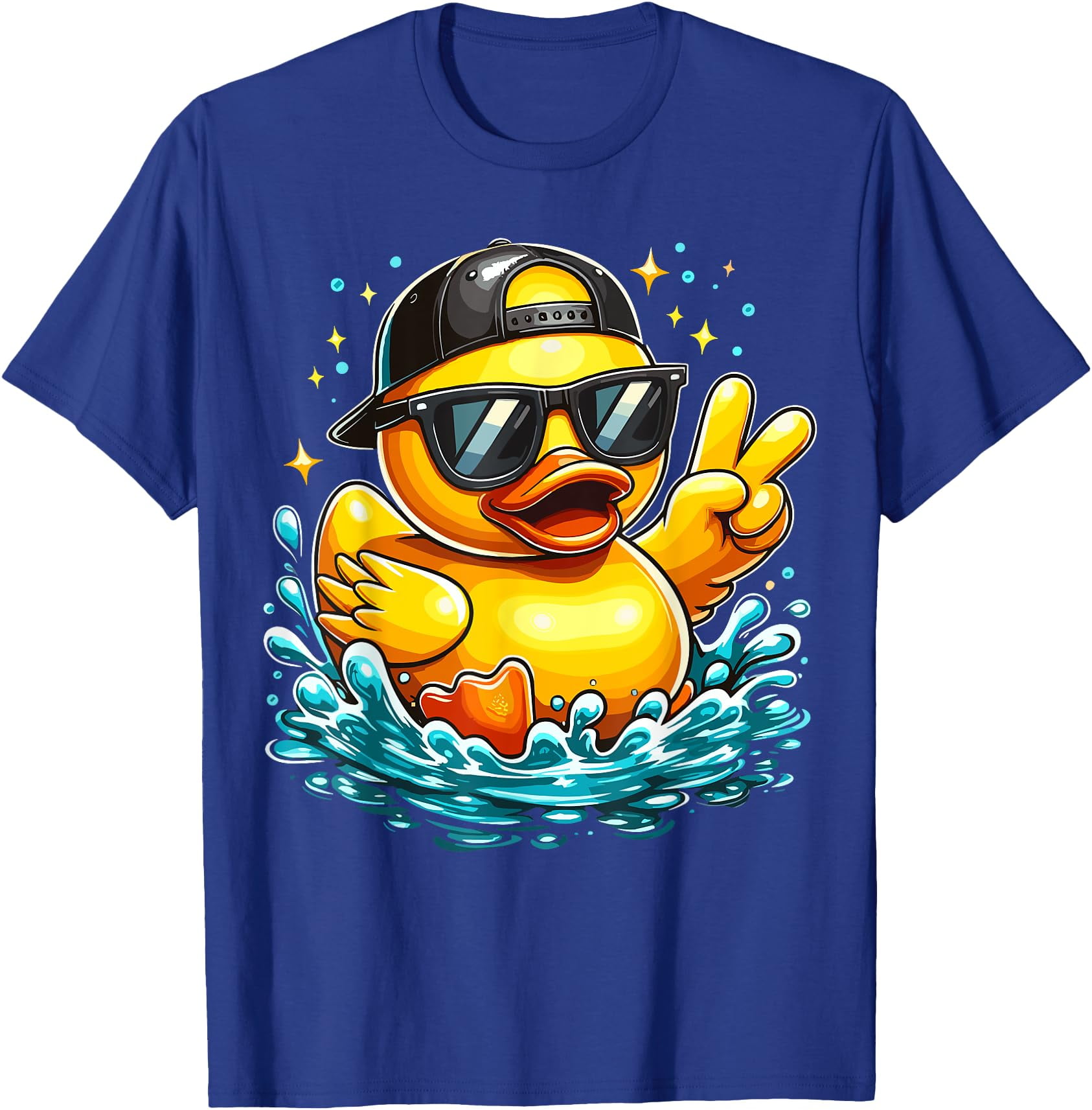 Rubber Duck Peace Sign Funny Unisex Softstyle T-Shirt,Royal Blue Color ...