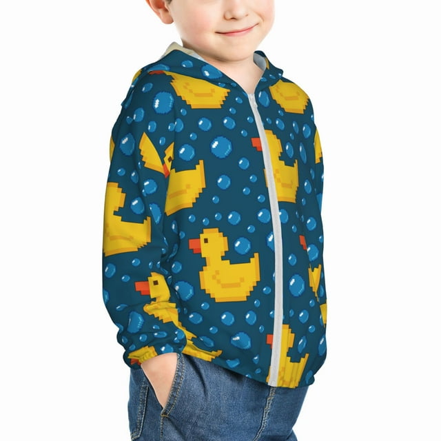 Rubber Duck Swimming Kids Zip-Up Hoodie Girls Boys Sun Protection ...