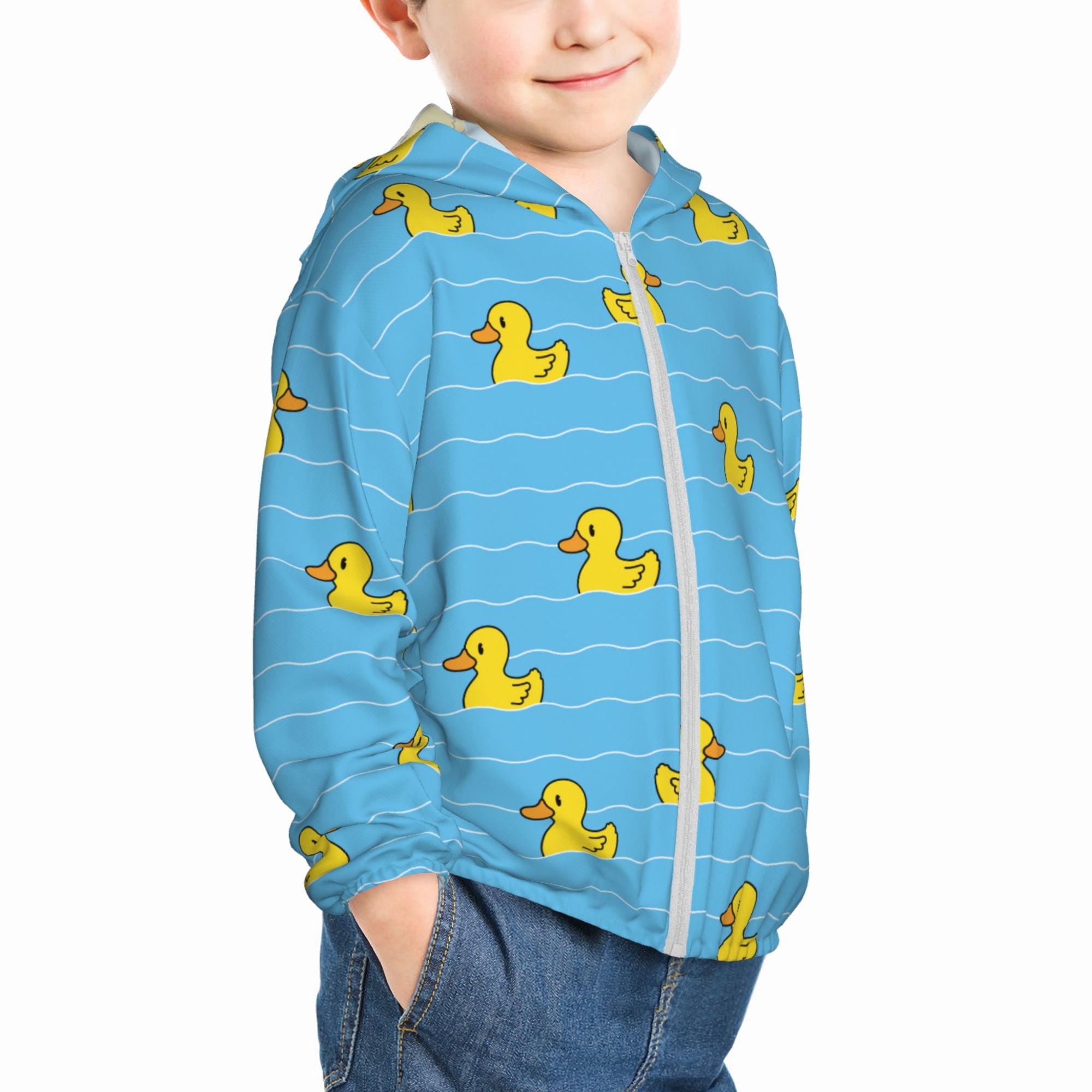 Rubber Duck Swimming Kids Zip-Up Hoodie Girls Boys Sun Protection Jacket Hooded Cooling Shirt ...