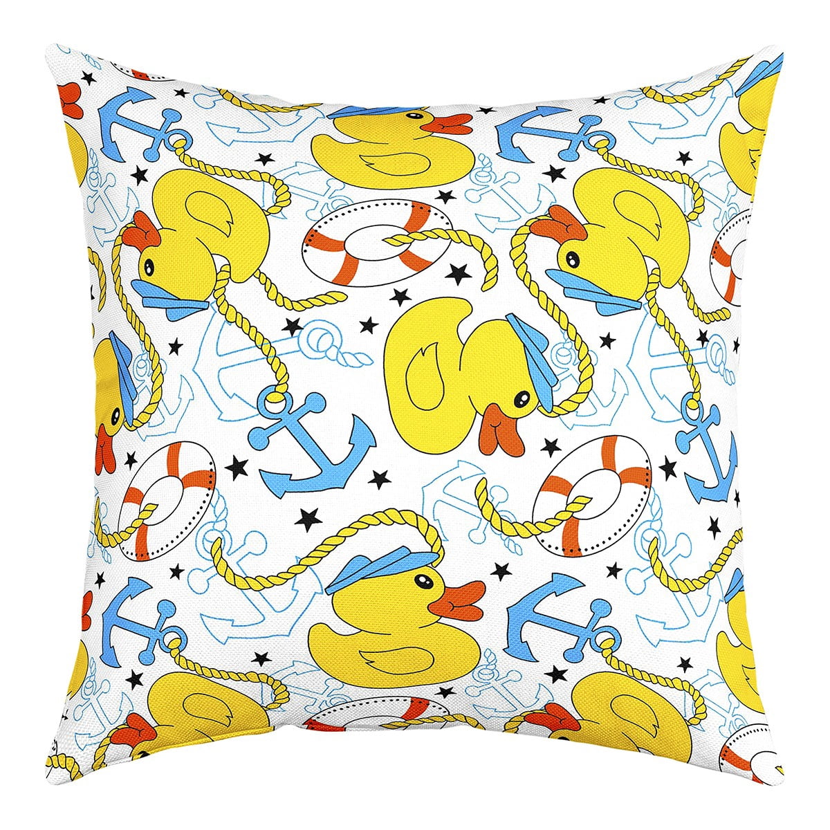 Rubber Duck Throw Pillow Cover 18x18 Inch, Nautical Anchor Pillow Cover ...