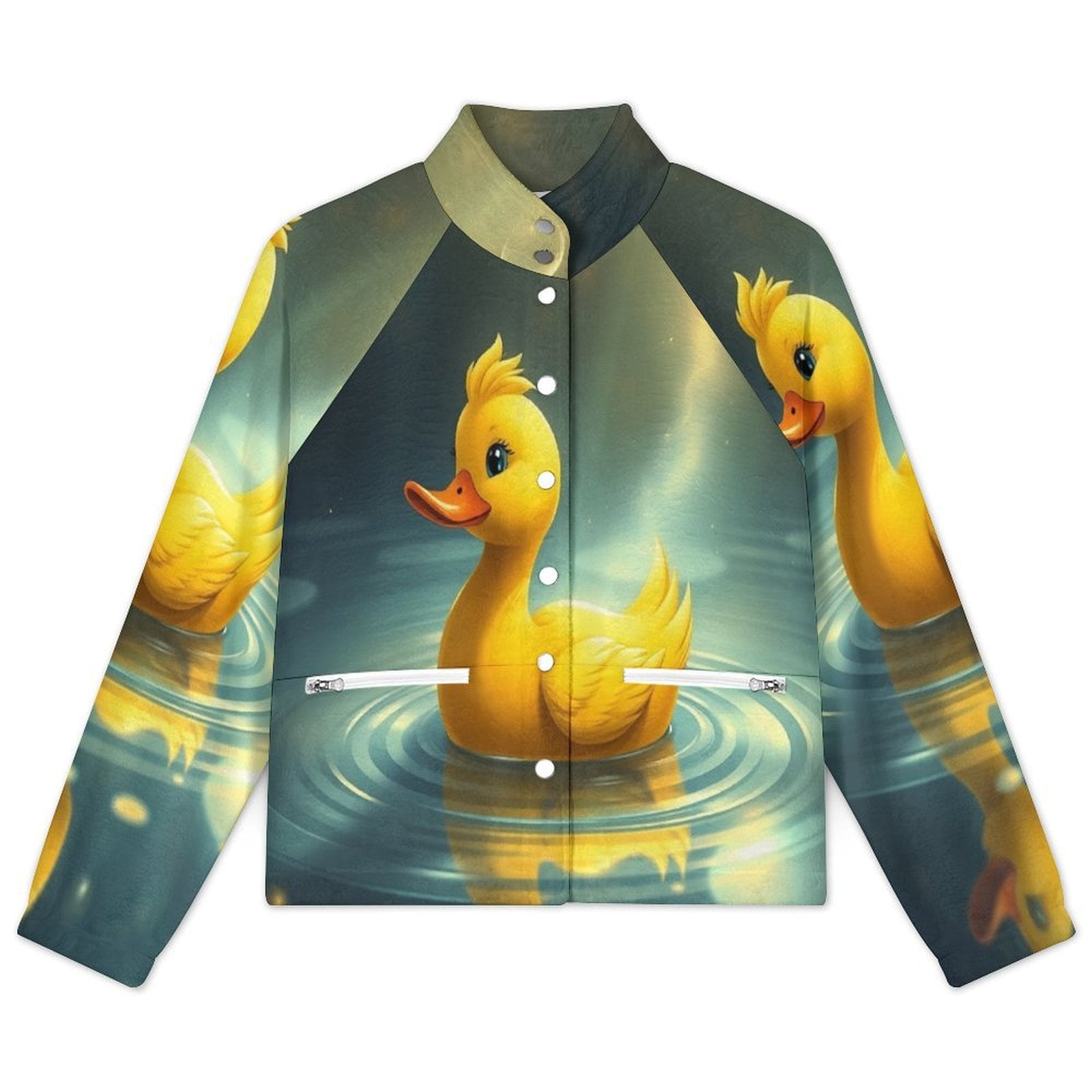 Rubber Duck Warm Women's Plush Jacket Stand Collar Full Sleeve With ...