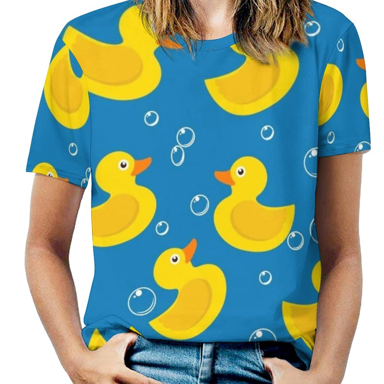 Rubber Ducky New Fashion Zip Off Shoulder Top Short-Sleeve Women Shirt ...