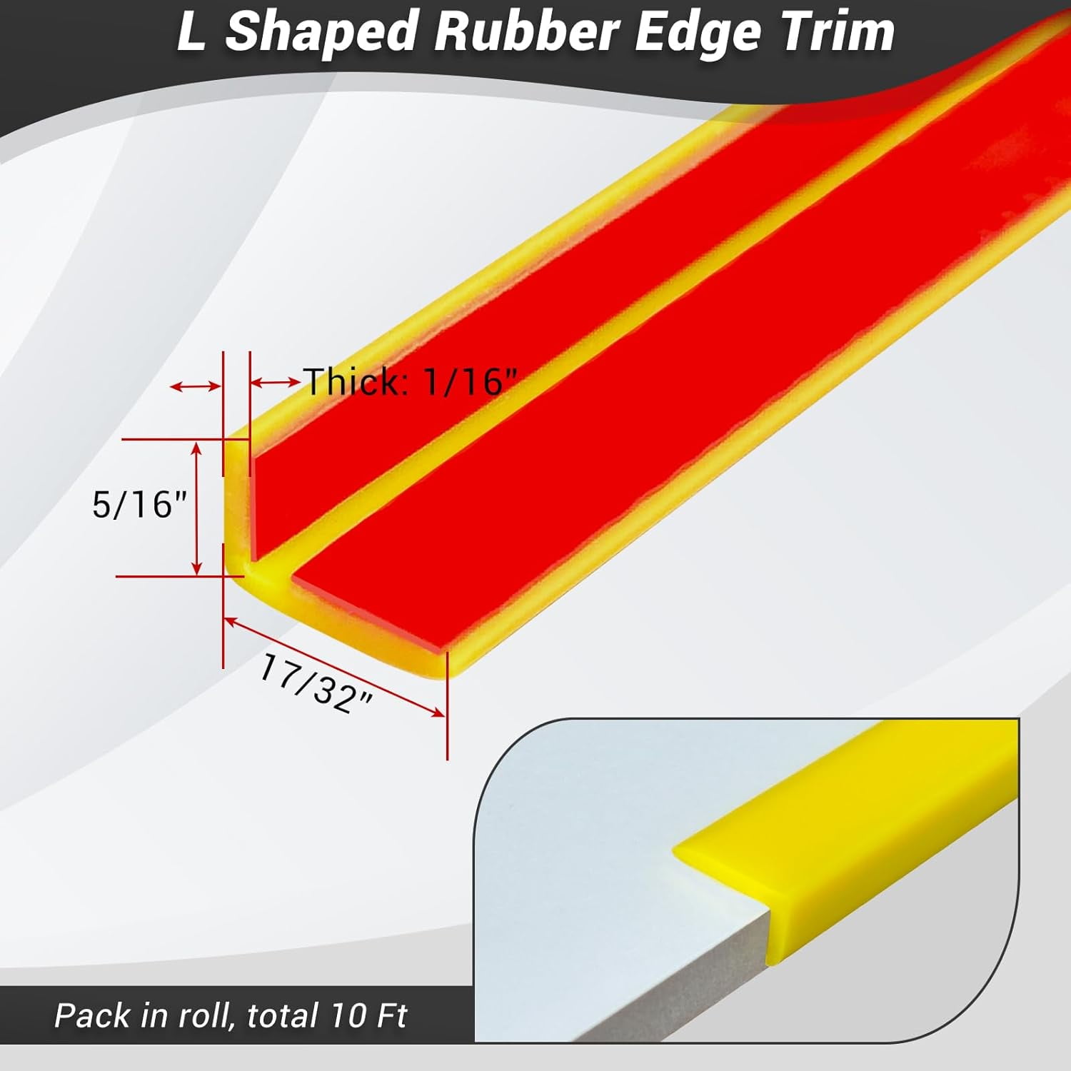 Rubber Edge Trim, Self Adhesive L Shaped Edge Trim, Small Size Peel And ...