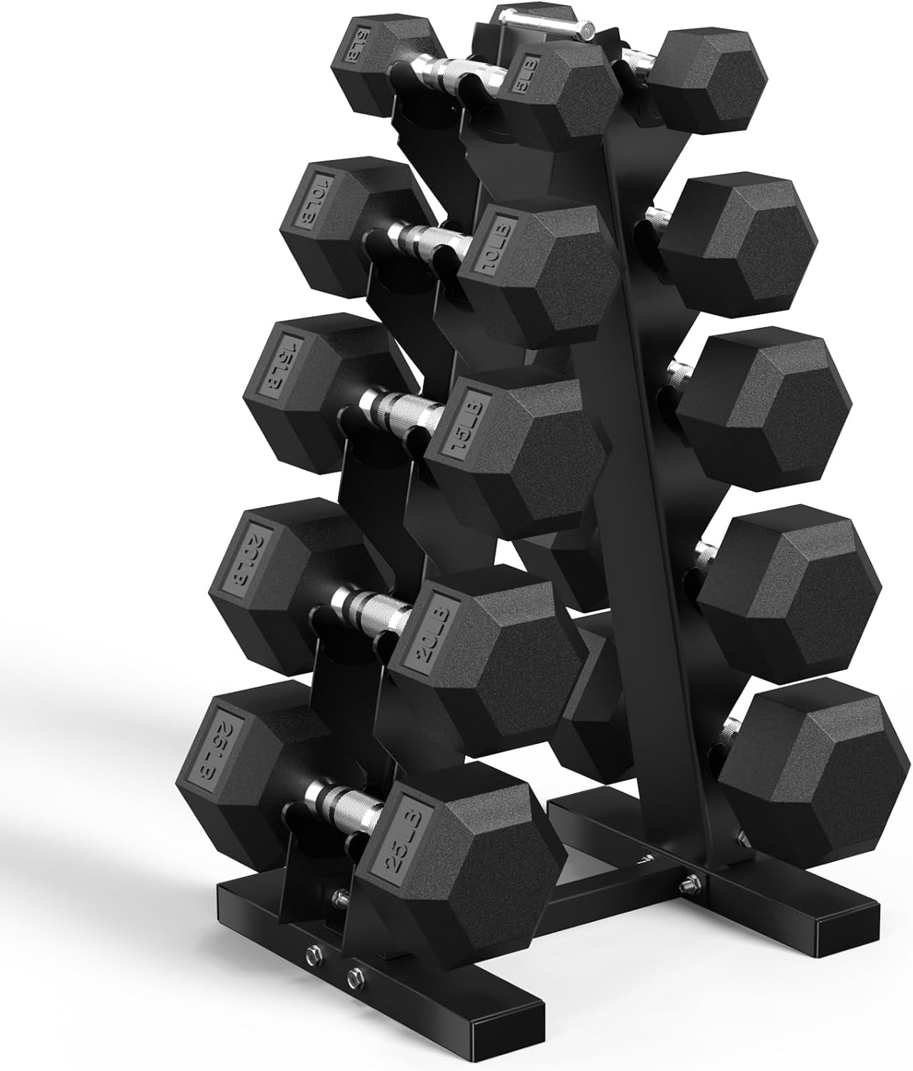 Rubber-Encased Cast Iron Dumbbell Set with Rack – Total Body Workout ...