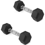Rubber Encased Hex Dumbbell, Hand Weights with Anti-Slip Cast Iron Grip ...