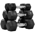 Rubber Encased Hex Dumbbell Set Contoured Handle for Muscle Toning ...