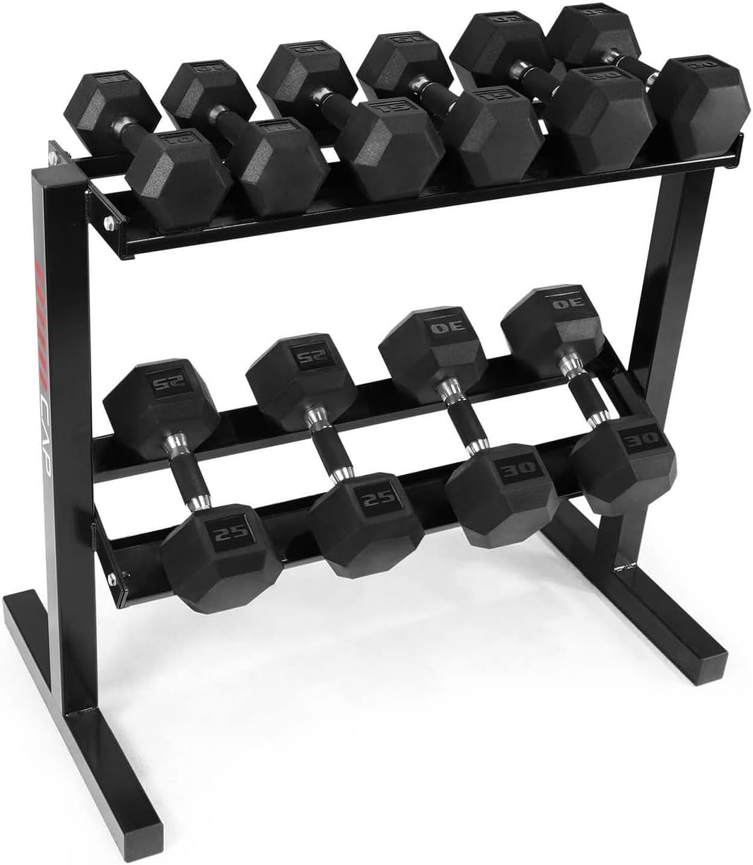 Rubber Encased Hex Dumbbells with Rubber Grip Contoured Handle for ...