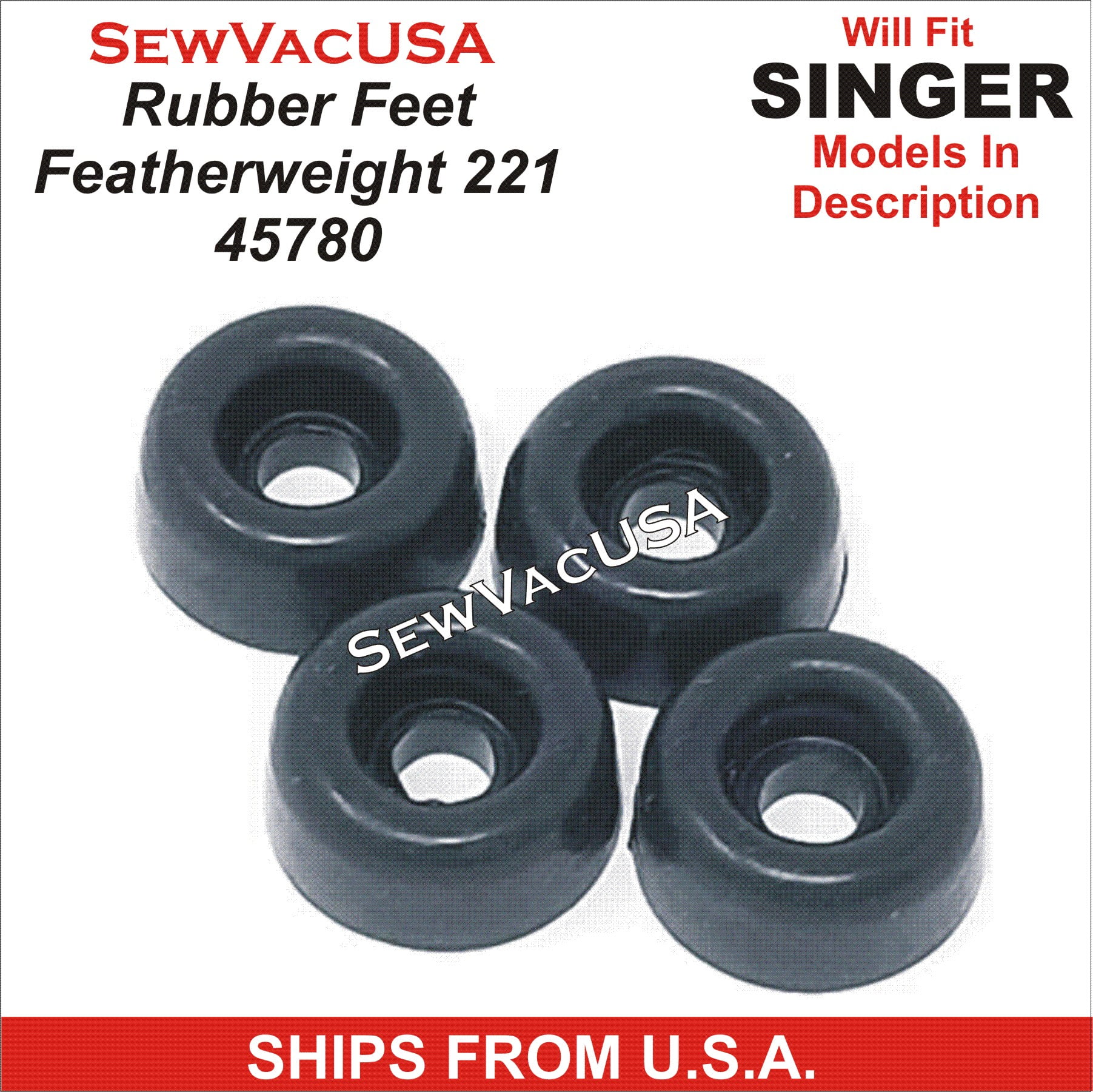 Rubber Feet 45780 For Singer Featherweight Model 221 - Walmart.com