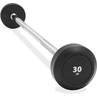 Philosophy Gym Rubber Fixed Barbell, 50 LB Pre-Loaded Weight Straight ...