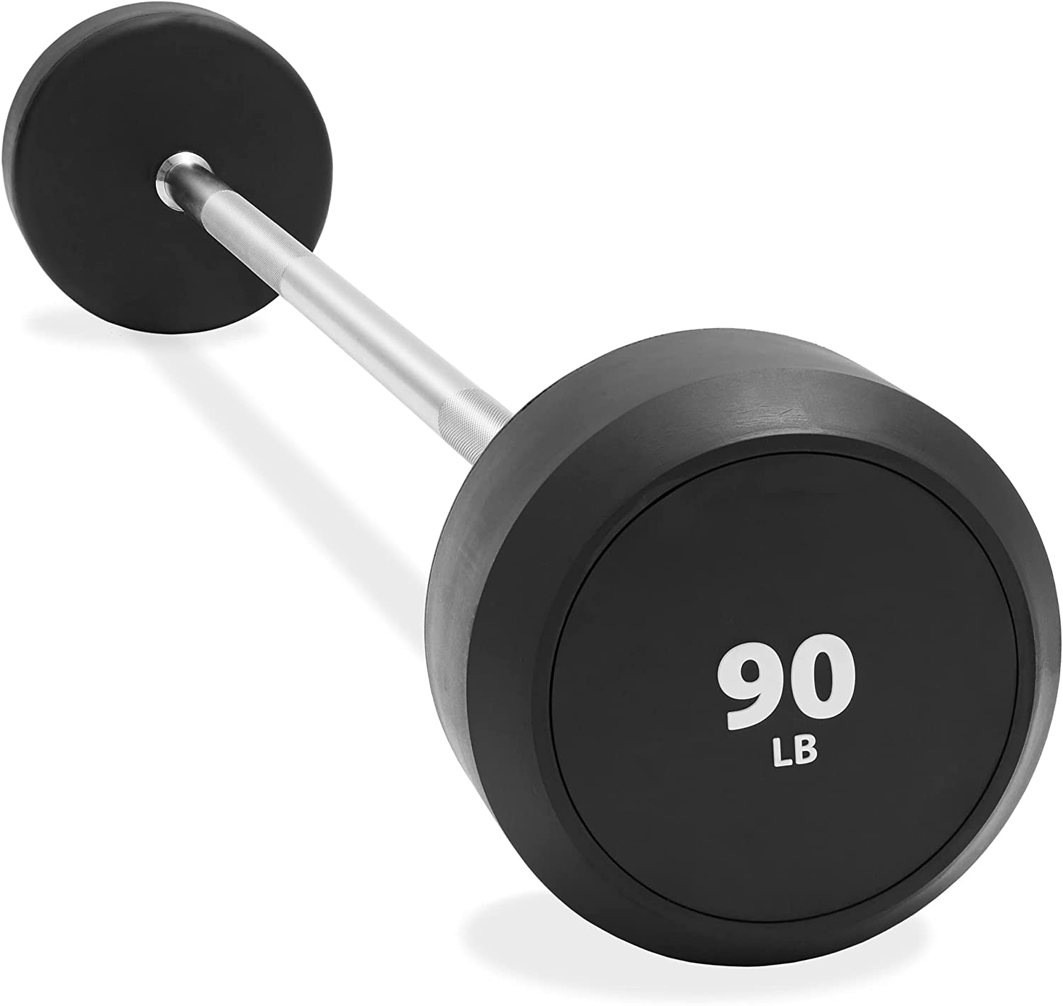 Rubber Fixed Barbell, Pre-Loaded Weight Straight Bar for Strength ...