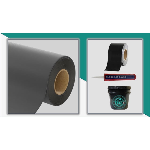 Rubber Flat Roofing Repair Kit 10' X 10' 45 Mil Black EPDM with 1 ...