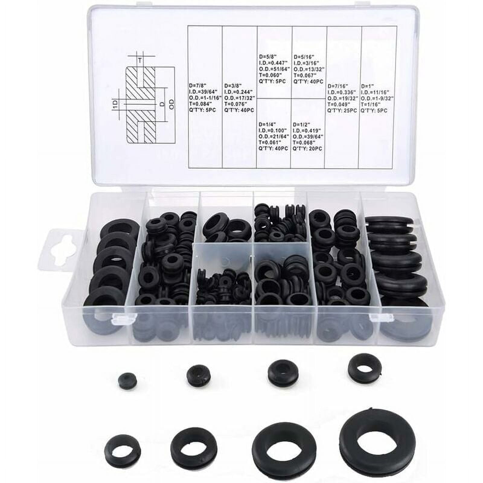 Rubber Grommet Assortment Kit, Comprehensive Assortment Of 8 Sizes ...