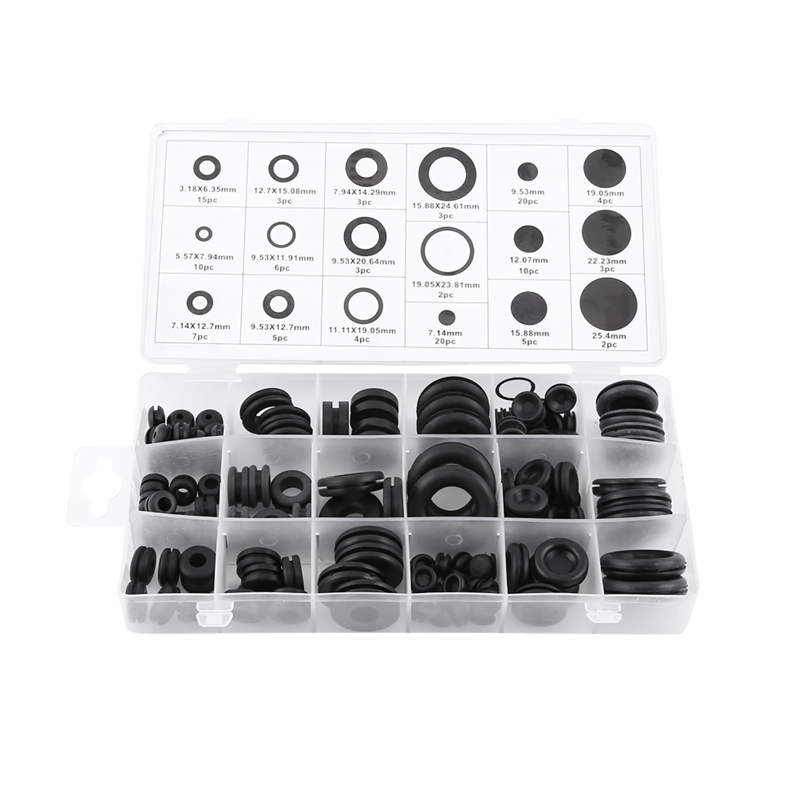Rubber Grommet, Eyelet Gasket Kit Grommet Assortment, 125Pcs Protective ...