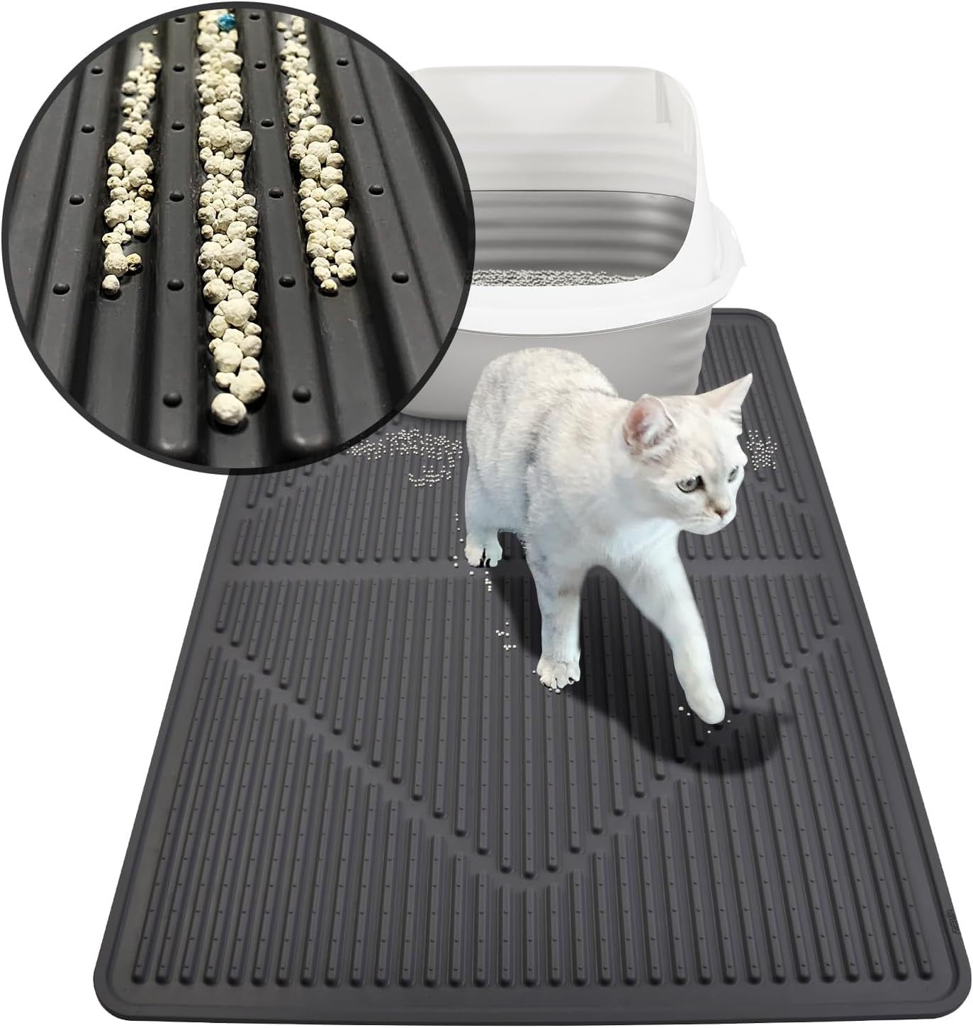 Rubber Large Cat Litter Mat - Kitty Litter Box mat - Silicone Litter ...