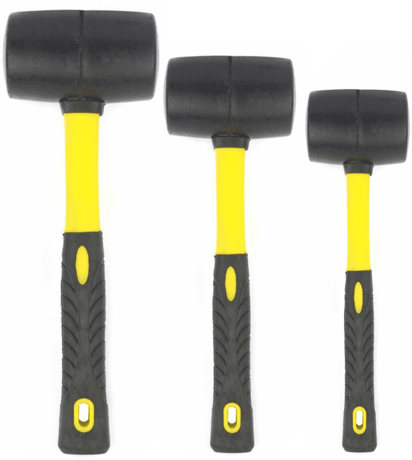 Rubber Mallet Set - 3 Sizes (8 oz, 16 oz, 32 oz) - Durable Low Recoil ...