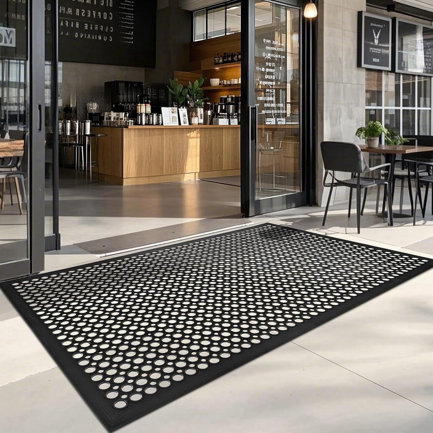 Rubber Mats for Outdoor Restaurant Kitchen Rubber Anti Fatigue Drainage ...