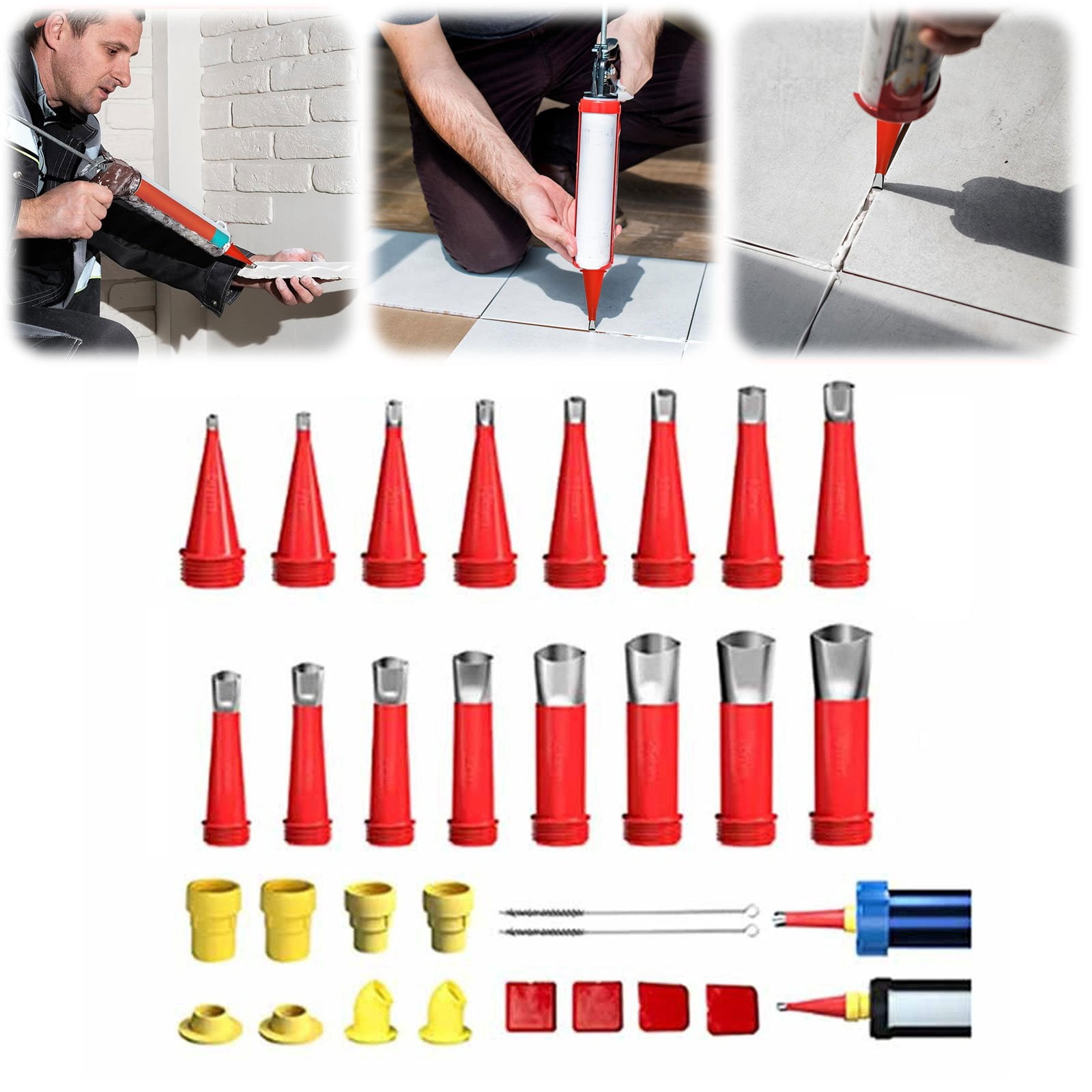 Rubber Nozzle Tool Kit: 16 Rubber Nozzles +8 Bases +4 Scrapers +2 ...