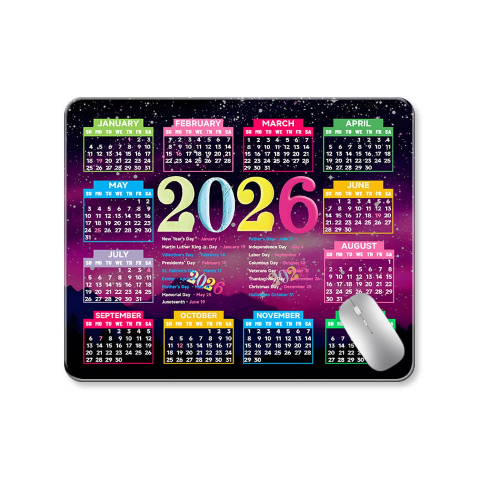 Rubber Pad with 2026 Annual Calendar Anti Slip Base Mat for New year ...