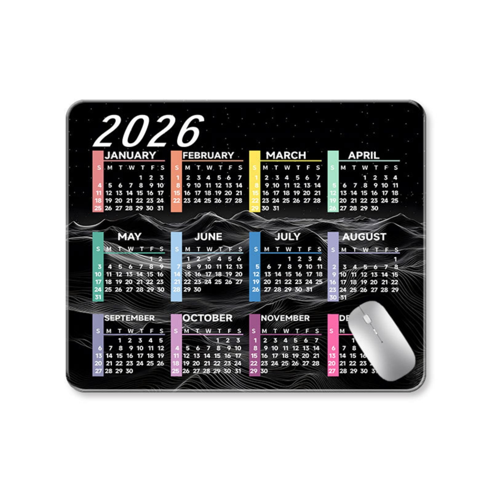 Rubber Pad with 2026 Annual Calendar Anti Slip Base Mat for New year ...