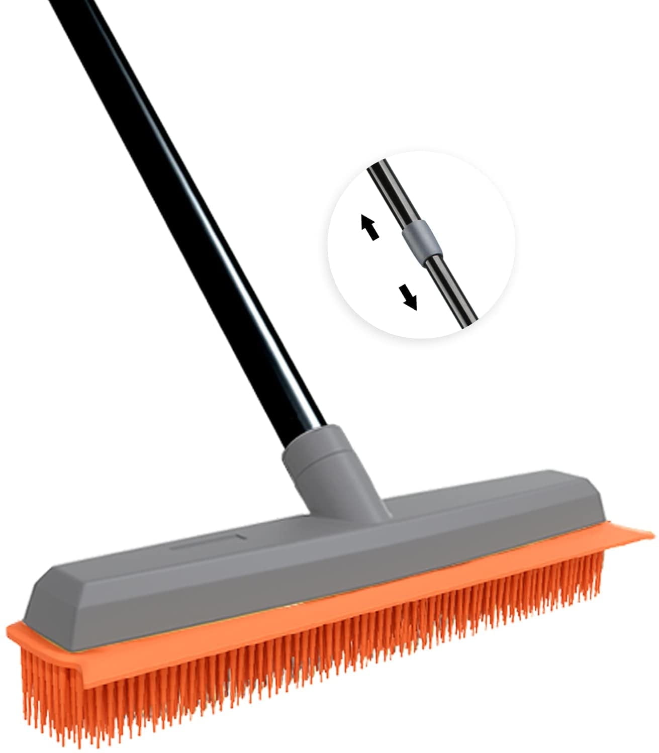 Rubber Push Handle Broom for Hardwood Floor,Carpet Rake Pet Hair ...