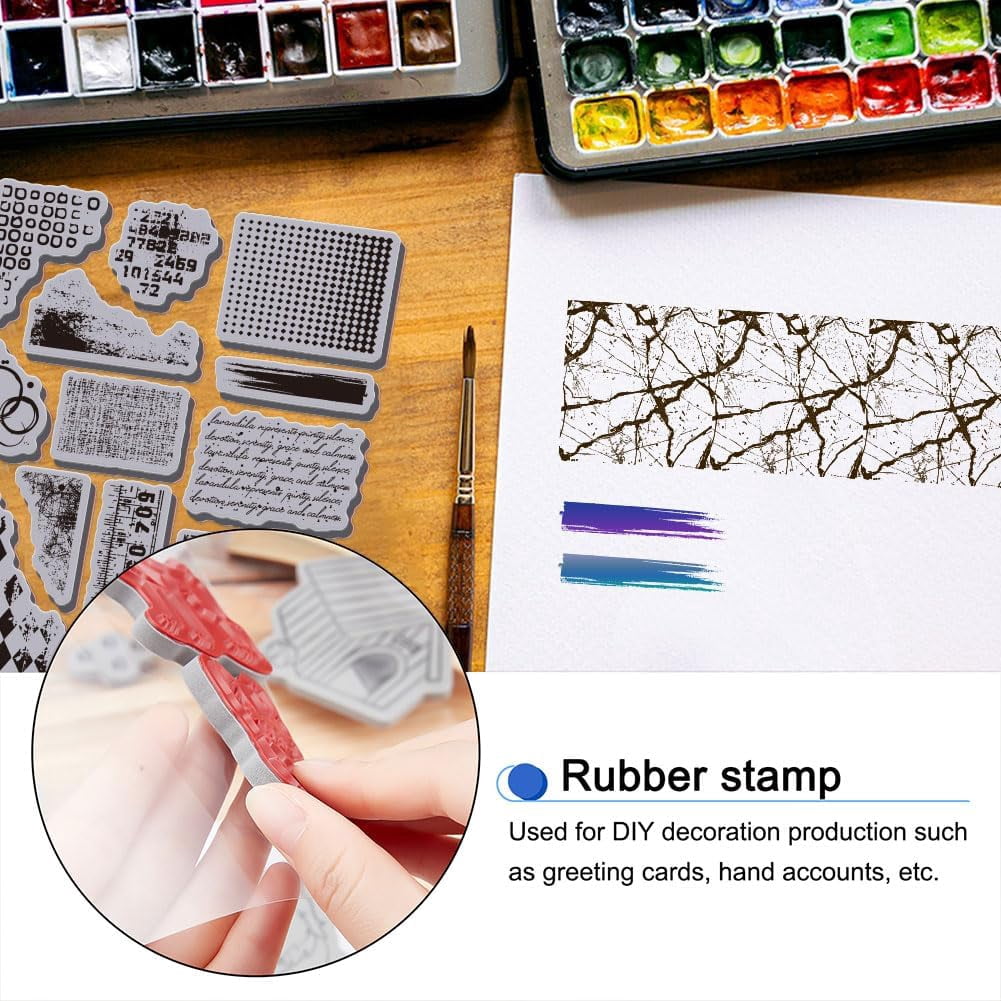 Rubber Retro Stains Background Cling Rubber Stamp 8.7"x7" Ink Texture ...