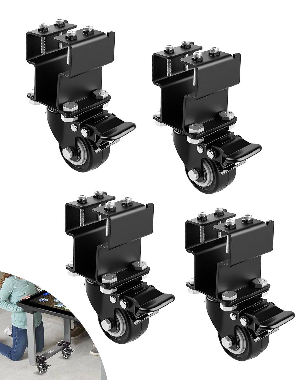 Rubber Riser Caster Set Compatible with Arcade1UP Infinity Table, 360 ...