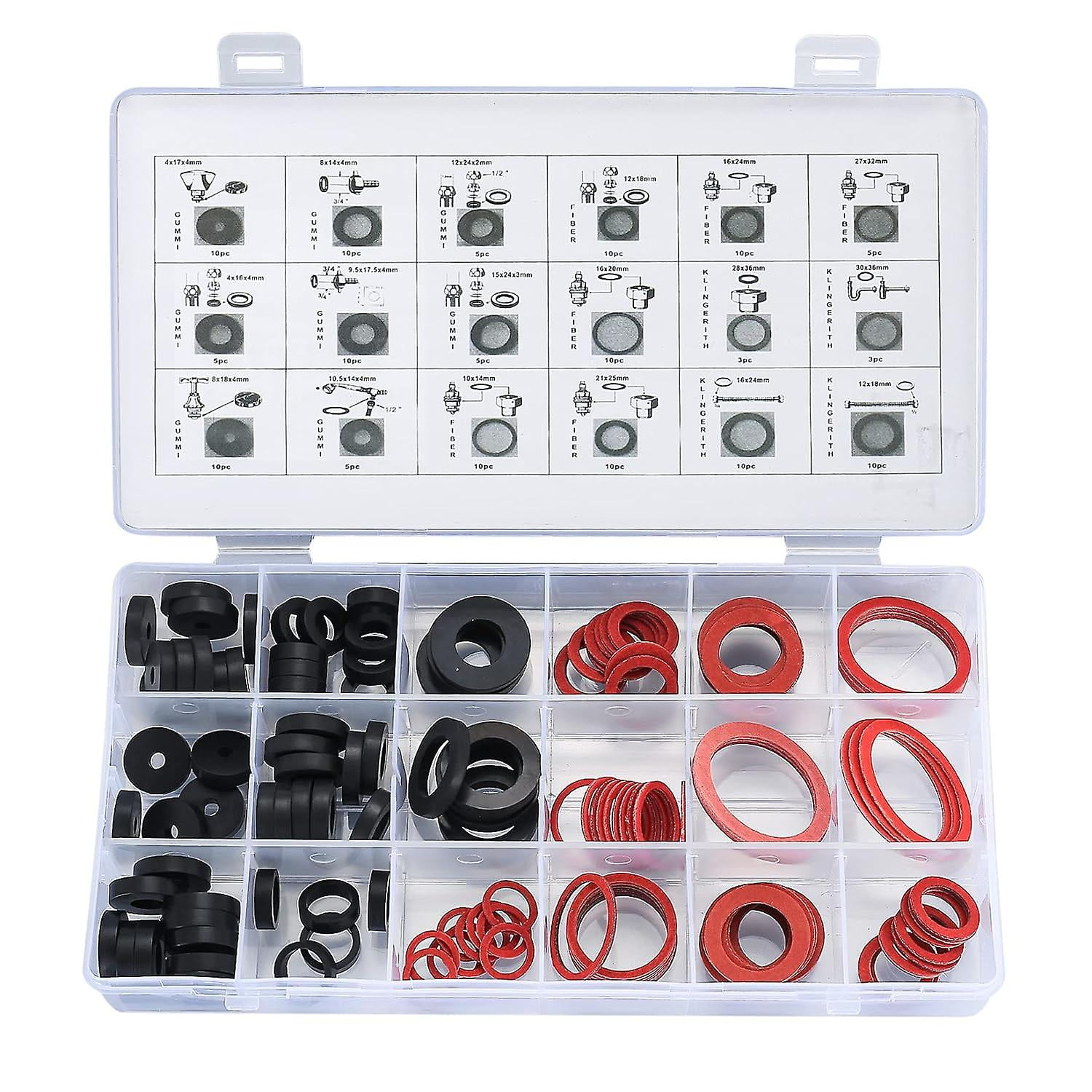 Rubber+Silcone, Black+Red Multiple Sizes, Plumbing O-Rings & Seals Kit ...
